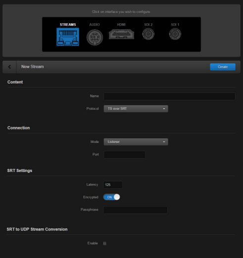 Configuring TS over SRT